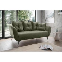 Home Affaire 2,5-Sitzer &raquo;Baggio, Breite 196 cm zeitlos & elegant, bequem&laquo; schwarze Metallf&uuml;&szlig;e gr&uuml;n 100% Polyester B/H/T: 196cm x 94cm x 103cm, Velours