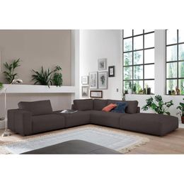 Musterring Ecksofa &raquo;LUCIA L-Form&laquo; in vielen Qualit&auml;ten und 4 verschieden N&auml;hten braun Flachgewebe FLORIS (100% Polyester);Flachgewebe VALMONT (60% Baumwolle/ 40%