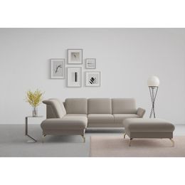 Sit & More sit&more Ecksofa &raquo;Fashion L-Form&laquo; wahlweise mit Kopfteilverstellung, Vorziehsitz, motorisch, Nickelf&uuml;&szlig;e braun B/H/T: 250cm x 84cm x 207cm, Chenille, 