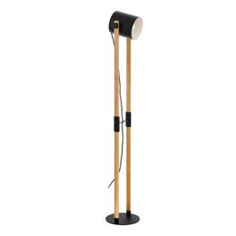 Eglo Stehlampe &raquo;HORNWOOD Stehlampe, Retro, Industrial, Vintage, Stahl, Holz, E27&laquo; E27 1 Stk. Wohnzimmer, Esszimmer, Standleuchte, 1flammig, schwarz, 