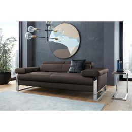 W.Schillig 2-Sitzer &raquo;finn&laquo; German Design Award 2016, Fu&szlig;gestell Chrom gl&auml;nzend, Breite 210 cm braun Flachgewebe S22 (100% Polyester);Stoff S37 (100% 