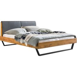 Hasena Massivholzbett &raquo;Pietro&laquo; Fu&szlig;h&ouml;he 20 cm braun Wildeiche Liegefl&auml;che L&auml;nge B: 200cm x 140cm, Kunstleder, H&ouml;he Bett: 36cm H&ouml;he Bettseite: 16cm H&ouml;he
