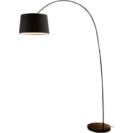 Salesfever Bogenlampe &raquo;Kaspars&laquo; E27 1 Stk. mit Dimmschalter, echter Marmorfu&szlig; schwarz 1, &Oslash; 40cm H: 205cm, 1 Stk.