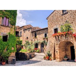 papermoon Fototapete &raquo;Italian Old Village&laquo; glatt bunt Vlies B/L: 3m x 2,23m, Bahnen: 6 Stk.