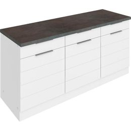 KOCHSTATION Unterschrank &raquo;KS-Luhe&laquo; 180 cm breit, f&uuml;r viel Stauraum, MDF-Fronten mit waagerechter Lisene wei&szlig; MDF wei&szlig;, B/H/T: 180cm x 86cm x 60cm, 