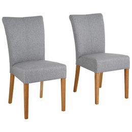Home Affaire 4-Fu&szlig;stuhl &raquo;Queen Polsterstuhl&laquo; (Set) 4 Stk.verschiedene Bez&uuml;ge, Gestell Massivholz grau Massivholz B/H/T: 47cm x 93cm x 64cm, 4 Stk., 