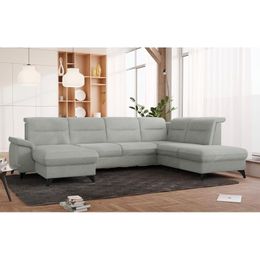 Sit & More sit&more Wohnlandschaft &raquo;Astoria U-Form&laquo; wahlweise mit motorischer Relaxfunktion grau 100% Polyester B/H/T: 329cm x 91cm x 225cm, Flachgewebe, 