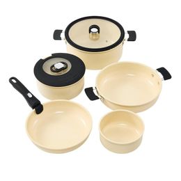 RESTO Kitchenware Topf-Set &raquo;SAVE & STOCK Multifunktionales Stapelbares Set im Geschenkkarton&laquo; Set, 1x So&szlig;entopf, 2x Kochtopf, 2x Bratpfanne, 1x Griff,