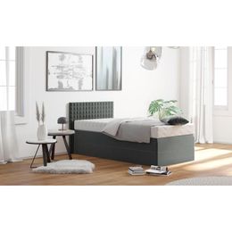 Westfalia Schlafkomfort Boxspringbett mit Zierkissen, wahlweise mit Topper grau Bezug: 100% Polyester;Polsterwatte: 100% Polyester Samtvelours Mit Kaltschaum-Topper, 