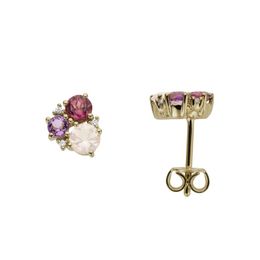 Firetti Damen Paar Ohrstecker &raquo;Schmuck Geschenk Gold 333 Ohrschmuck Ohrschmuck Farbstein&laquo; mit Amethyst, Pink Rhodolit, Rosenquarz - mit Brillant rosa 