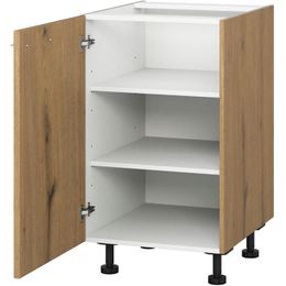 KOCHSTATION Unterschrank &raquo;KS-Trea U60&laquo; zwei Einlegeb&ouml;den, Breite 60 cm, H&ouml;he 75 cm, mit verstellbaren F&uuml;&szlig;en braun eiche astig, B/H/T: 60cm x 75cm x 
