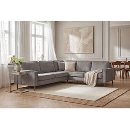 OTTO home Ecksofa &raquo;Pinto Skandi, 290 cm, Chenille, Struktur, Ottomane links / rechts&laquo; mit Keder, Massivholzf&uuml;&szlig;e Eiche ger&auml;uchert, Wellenunterfederung 