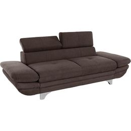 COTTA Polstergarnitur &raquo;Enterprise&laquo; Set, Set bestehend aus: 2-Sitzer mit Kopfteilverstellung & Hocker braun B/H/T: 214cm, Chenille-Struktur,mit 