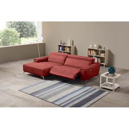 Egoitaliano Ecksofa &raquo;Suzette, Designsofa mit hohem Sitzkomfort&laquo; mit Recamiere, inkl. 1 elektronischen Relaxfunktion, L-Form rot Luxus-Micofaser Lederoptik (100% 