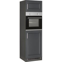 KOCHSTATION Backofen/K&uuml;hlumbauschrank &raquo;KS-Stockholm&laquo; hochwertige MDF-Fronten grau Holzwerkstoff, MDF B/H/T: 60cm x 200cm x 60cm, T&uuml;ren: 2 Stk.