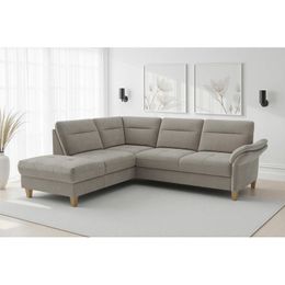 Sit & More sit&more Ecksofa &raquo;Pamela, B: 218 cm, L-Form, wahlweise mit Schlaffunktion und Bettkasten&laquo; mit Federkern beige 100% Polyester B/H/T: 218cm x 90cm x 