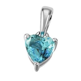 Firetti Damen Kettenanh&auml;nger &raquo;Schmuck Geschenk Gold 375 Halsschmuck Anh&auml;nger Herz&laquo; mit Granat oder Topas (behandelt) blau Wei&szlig;gold 375, 0,5 g