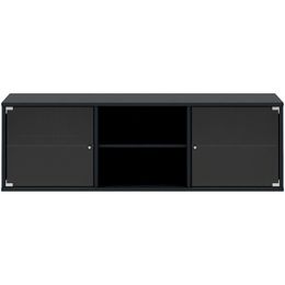 Lowboard &raquo;Mistral, Hochwertig Schrank, h&auml;ngend/stehend montierbar&laquo; mit zwei Glast&uuml;ren, B: 133 cm, anpassungsbar Designm&ouml;bel schwarz B/H/T: 133cm x 