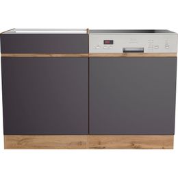 KOCHSTATION Sp&uuml;lenschrank &raquo;KS-Riesa&laquo; Breite 120 cm, MDF-Fronten grau Holzwerkstoff wotaneiche, B/H/T: 120cm x 82cm x 60cm, T&uuml;ren: 1 Stk.
