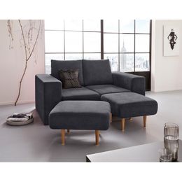 LOOKS by Wolfgang Joop 2-Sitzer &raquo;Looksv&laquo; Verwandlungssofa: aus Sofa wird Sofa mit 2 Hockern blau B/H/T: 172cm x 96cm x 107cm, Microflausch, 2 Hocker 