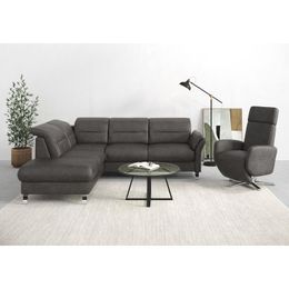 Sit & More sit&more Ecksofa &raquo;Grenoble L-Form mit Federkern&laquo; wahlweise mit Schlaffunktion, Bettkasten, Arm- und Kopfteilverstellung grau B/H/T: 247cm x 85cm x 