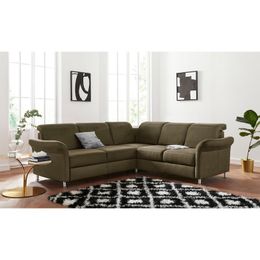 Sit & More sit&more Ecksofa &raquo;Darwin L-Form&laquo; inklusive Federkern, wahlweise mit Kopfteilverstellung, Schlaffunktion gr&uuml;n B/H/T: 249cm x 83cm x 229cm, Flachgewebe,