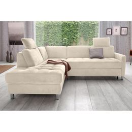 Sit & More sit&more Ecksofa &raquo;Pablo L-Form&laquo; wahlweise mit Schlaffunktion beige Struktur fein (100% Polyester);Struktur (100% Polyester) B/H/T: 233cm x 78cm x 
