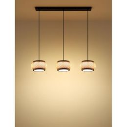 Globo LIGHTING H&auml;ngeleuchte &raquo;BAMBORA&laquo; LED-Modul 1 Stk. Schwarz Bambus H&auml;ngeleuchte linear LED CCT 920mm braun 1, &Oslash; 22cm H: 120cm, 1 Stk.