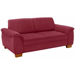 OTTO home 3-Sitzer &raquo;Husum&laquo; mit Sitztiefenverstellung, Kontrastnaht und Federkern rot Luxus-Microfaser in Lederoptik (100% Polyester);Luxus-Microfaser 