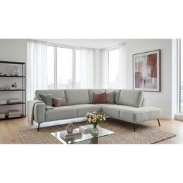 OTTO home Ecksofa &raquo;Vosby&laquo; 260 cm, Chenille, mit dekorativer Kedernaht, Wellenunterfederung grau 90% polyester, 10% nylon B/H/T: 260cm x 85cm x 208cm, 