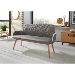 OTTO home Sitzbank &raquo;Brest&laquo; Schuhbank, Garderobenbank, Bank Breite 160 cm grau Leder B/H/T: 160cm x 88cm x 60cm, NaturLEDER , Natur Leder