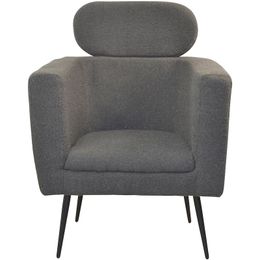 HOFMANN LIVING AND MORE Loungesessel grau 100% Polyester Luxus-Microfaser Teddyoptik, Kopfst&uuml;tzenverstellung, B/H/T: 72cm x 95cm x 67cm