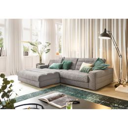 3C Candy Ecksofa &raquo;Stripes Mega-Sofa, bequem und komfortabel, L-Form&laquo; Lose R&uuml;ckenkissen, mit feiner Quersteppung, Cord-Bezug grau 88% Polyester, 12% 