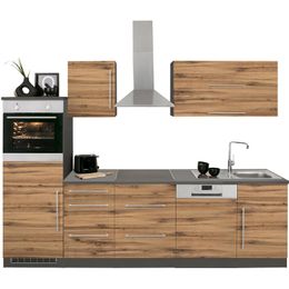 KOCHSTATION K&uuml;chenzeile &raquo;KS-Samos&laquo; Breite 280 cm, wahlweise mit E-Ger&auml;ten und Induktionskochfeld braun B/H/T: 280cm x 200cm x 60cm, ohne E-Ger&auml;te