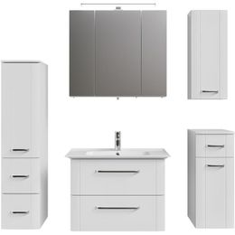 Badm&ouml;bel-Set &raquo;Serie 3006 5-teilig Keramik-Waschtisch mit Spiegelschrank&laquo; 6 Stk. tlg. wei&szlig; Holzwerkstoff B/H/T: 80cmcm x 57,4cmcm x 46,8cmcm