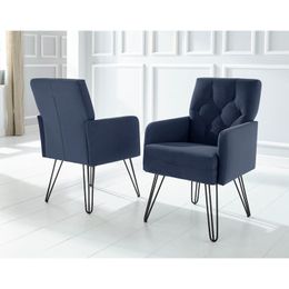 exxpo - sofa fashion Sessel &raquo;Doppio, Loungesessel mit Designuntergestell, bequem und elegant&laquo; aufwendige R&uuml;ckenverarbeitung, Breite 61 cm blau 