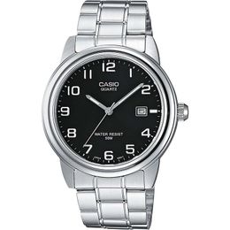 Casio Timeless Collection Herren CASIO TIMELESS COLLECTION Quarzuhr Armbanduhr, Herrenuhr, Damenuhr, analog, Datum, Edelstahlarmband silber 