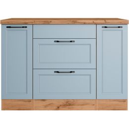 KOCHSTATION Kochfeldumbauschrank &raquo;KS-Lana&laquo; Breite 120 cm blau Holzwerkstoff, MDF wotaneiche, B/H/T: 120cm x 86cm x 60cm