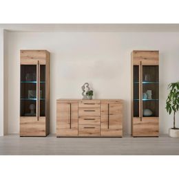 Home Affaire Wohnwand &raquo;Cantara, Anbauwand, Wohnzimmer-Set, in Eiche Evoke, Wei&szlig; oder Kaschmir&laquo; Set braun Holzwerkstoff B/H/T: 290cmcm x 270cmcm x 