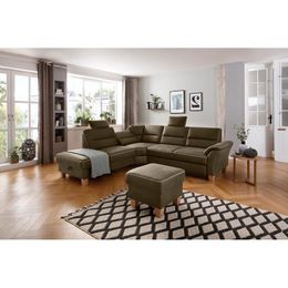 OTTO home Ecksofa &raquo;Soleo L-Form&laquo; komfortable Trapezecke mit Relaxfunktion, optional Schlaffunktion gr&uuml;n Luxus-Microfaser ALTARA NUBUCK (100% Polyester