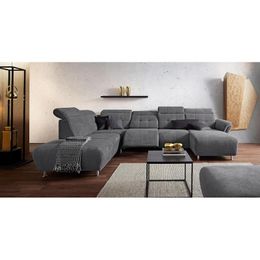 Home Affaire Wohnlandschaft &raquo;Manhattan U-Form&laquo; 2 Sitze mit elektrischer Relaxfunktion, verstellbare Armlehnen grau Luxus Microfaser2 (90% Polyester, 
