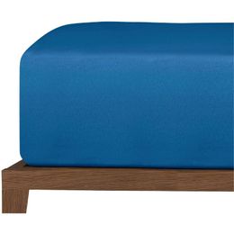 uncover by Schiesser Spannbettlaken &raquo;New Jersey aus 100% Baumwolle&laquo; Made in Green blau Jersey, Obermaterial: 100% Baumwolle B/L: 150cm x 200cm, 1 Stk.