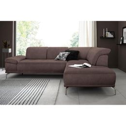 OTTO home Ecksofa &raquo;Caluna&laquo; Inkl.Sitztiefenverstellung, wahlweise mit Kopf- und Armteilverstellung braun Luxus-Microfaser Vintageoptik (100% Polyester)