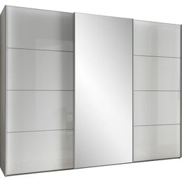 Wiemann Schwebet&uuml;renschrank &raquo;Kos&laquo; mit Spiegelt&uuml;r und Schattenfuge grau Glas, Holzwerkstoff B/H/T: 246,3cm x 217cm x 67cm, T&uuml;ren: 3 Stk.