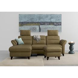 Sit & More sit&more Ecksofa &raquo;Mellum L-Form&laquo; Federkern, optional Schlaffunktion, Bettkasten & Armteilfunktion gr&uuml;n 100% Polyester B/H/T: 250cm x 87cm x 163cm, 