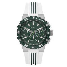 Guess Herren Multifunktionsuhr &raquo;FORE&laquo; Quarzuhr, Armbanduhr, Herrenuhr, Silikonarmband, analog, Wochentag gr&uuml;n Einheitsgr&ouml;&szlig;e