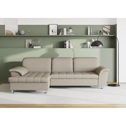 DOMO collection Ecksofa &raquo;FRANZI 278x170x81 cm, Steppung im Sitzbereich, L-Form&laquo; wahlweise mit Bettfunktion, Bettkasten und Kopfteilverstellung braun 