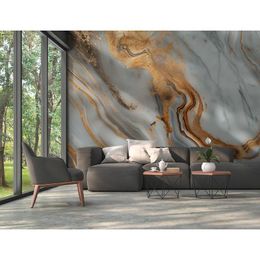 A.S. Cr&eacute;ation Vliestapete &raquo;Marmor-Tapete abstrakt Wei&szlig; Grau Gold Design&laquo; matt glatt Vlies B/L: 2,5m x 3,75m, Rollen: 1