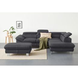 COTTA Ecksofa &raquo;Driver L-Form, B: 265 cm&laquo; Kopfteilverstellung, optional Schlaffunktion & Bettkasten grau Kunstleder SOFTLUX ;LEDER BEEFY (ein 