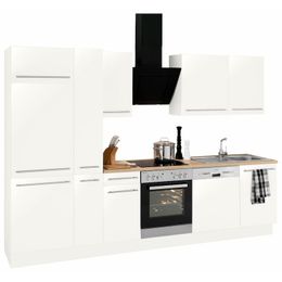 Optifit K&uuml;chenzeile &raquo;Bern&laquo; Breite 300 cm, wahlweise mit E-Ger&auml;ten, h&ouml;henverstellbare F&uuml;&szlig;e wei&szlig; B/H/T: 300cm x 60cm, ohne E-Ger&auml;te
